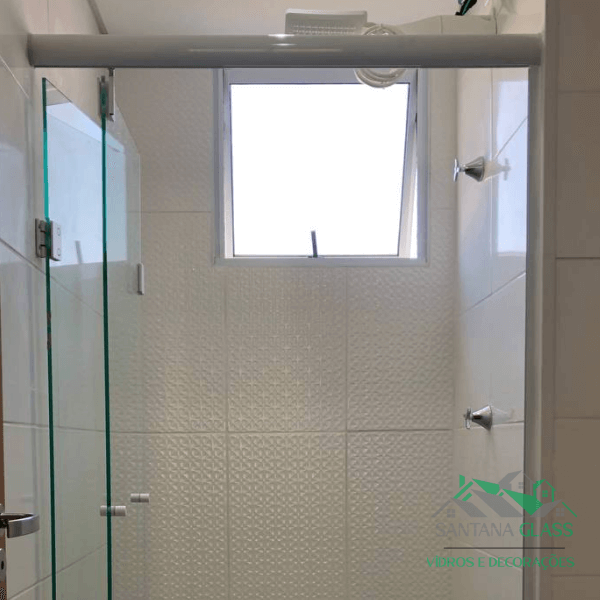 Box de Vidro modelo Padrão com Porta Camarão - Branco | Santana Glass